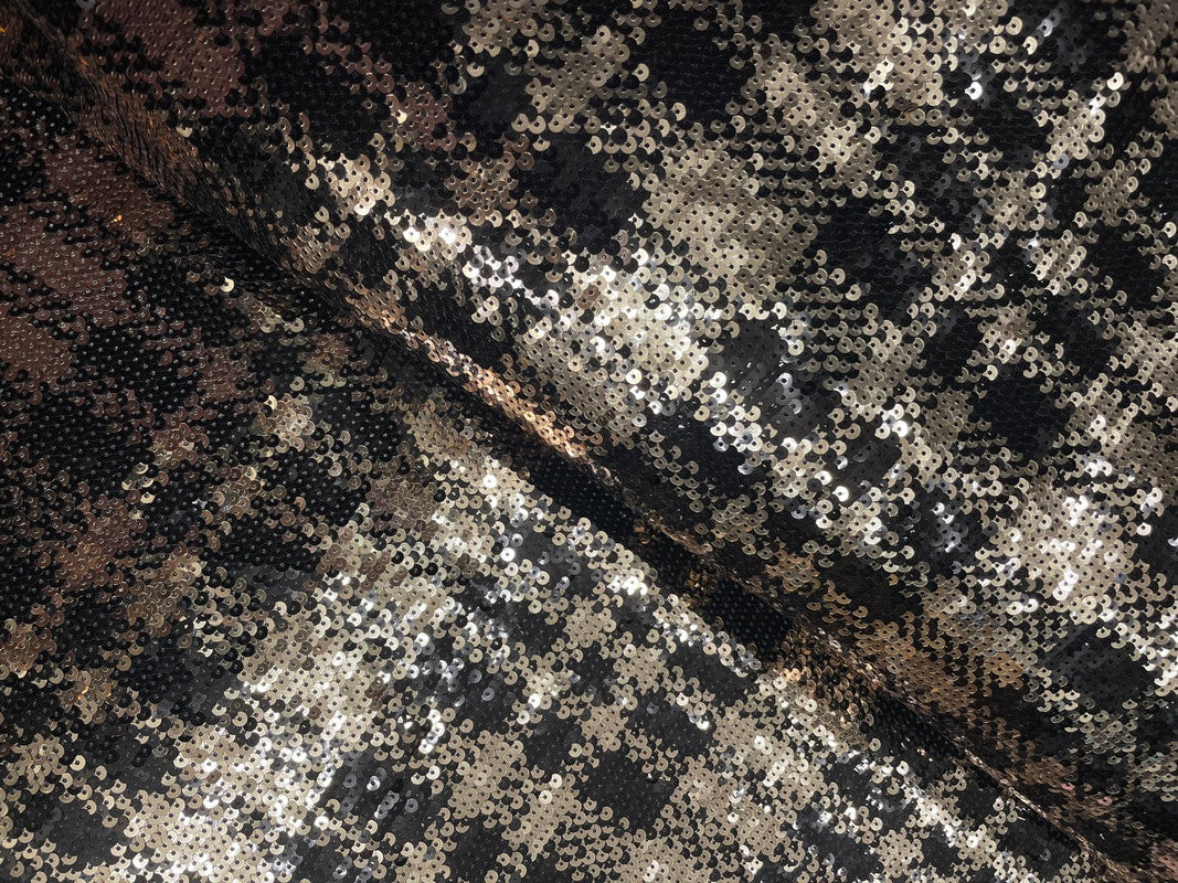 Gold Checks Sequence Embroiderd Jacquard Fabric