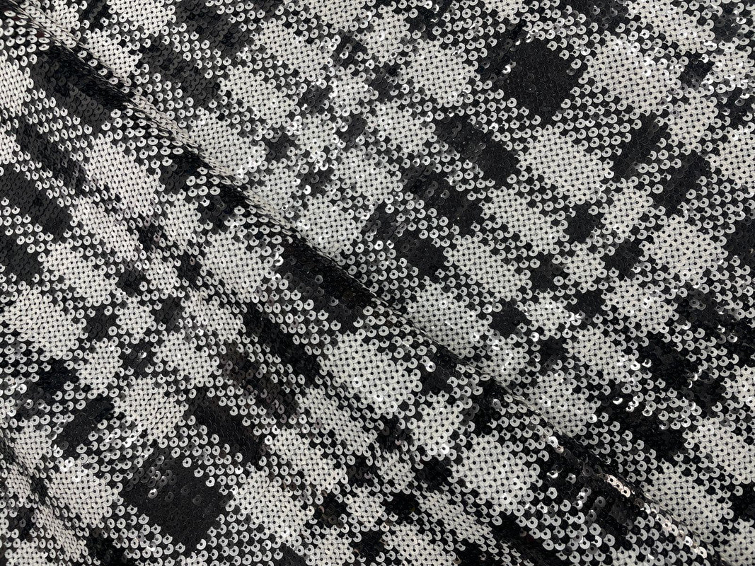 Silver Checks Sequence Embroiderd Jacquard Fabric